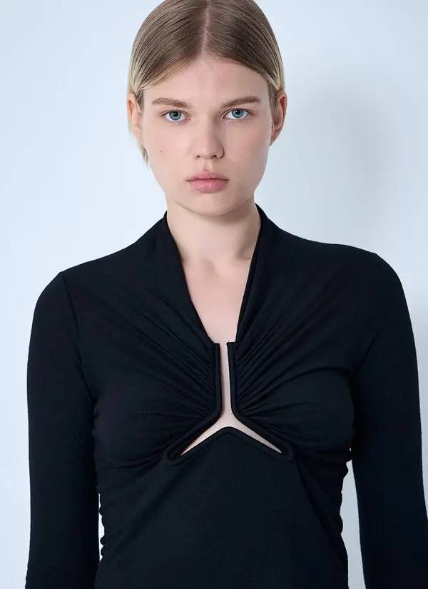 Rick Owens Allanah Long Sleeve Top With Cut-out Detail - Black