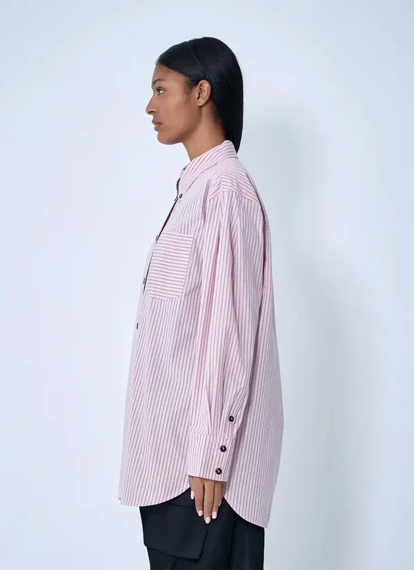 GANNI Striped Cotton Button-down Shirt