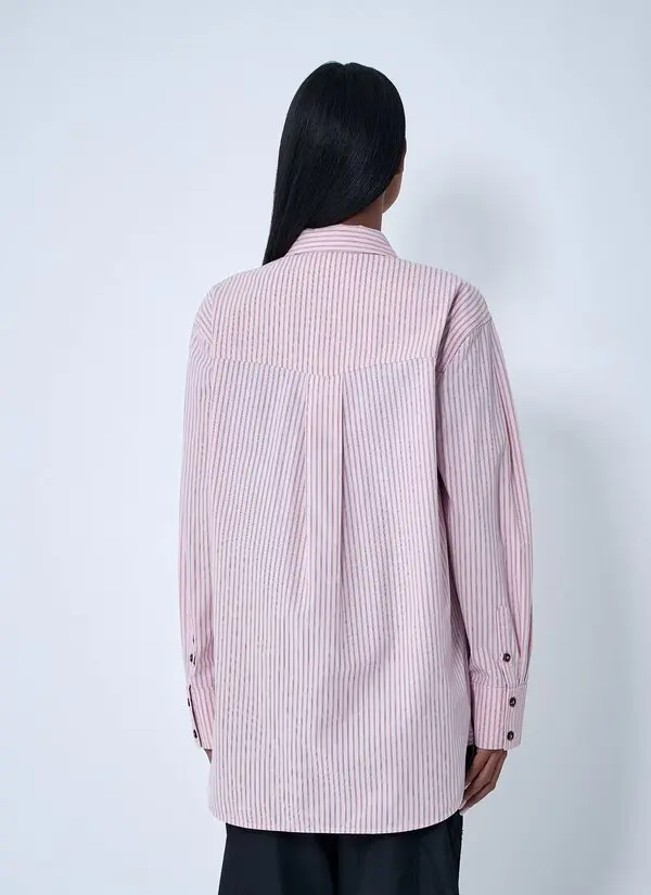 GANNI Striped Cotton Button-down Shirt