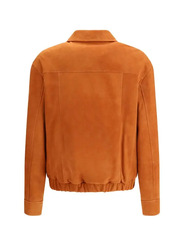 Brunello Cucinelli Leather Zip-up Jacket With Elasticated Hem