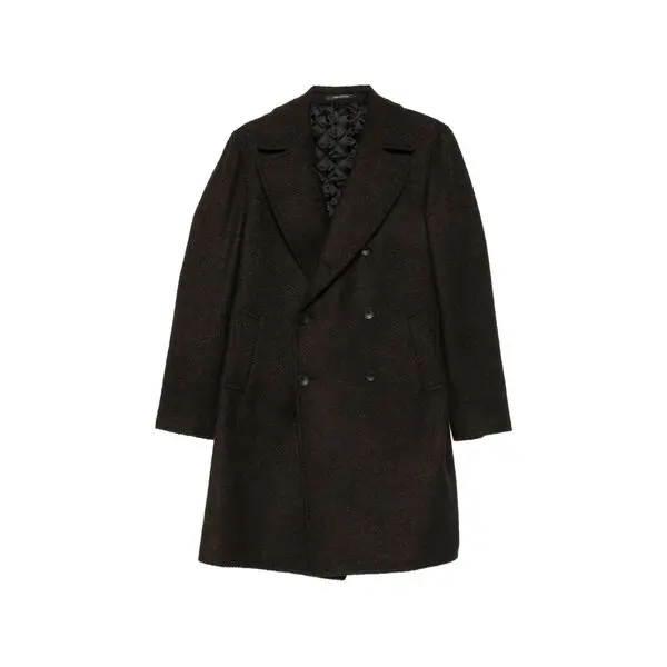 Tagliatore Double-breasted Textured Wool Blend Coat - Brown