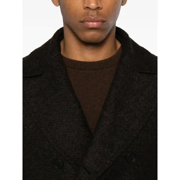 Tagliatore Double-breasted Textured Wool Blend Coat - Brown