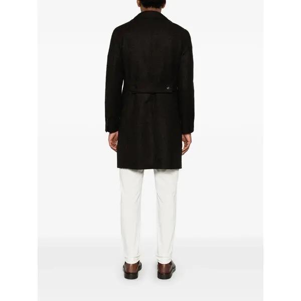 Tagliatore Double-breasted Textured Wool Blend Coat - Brown