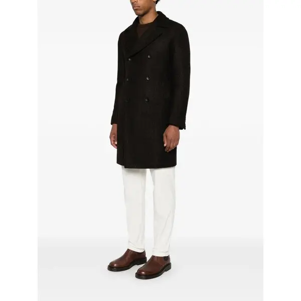 Tagliatore Double-breasted Textured Wool Blend Coat - Brown