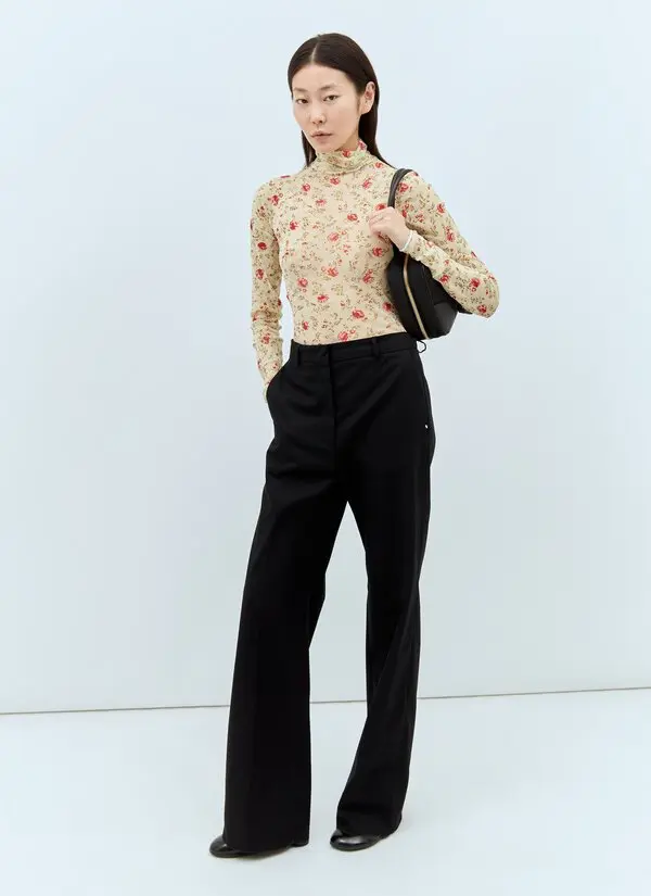 Prada Printed Stretch Tulle High Neck Bodysuit - Multicolor