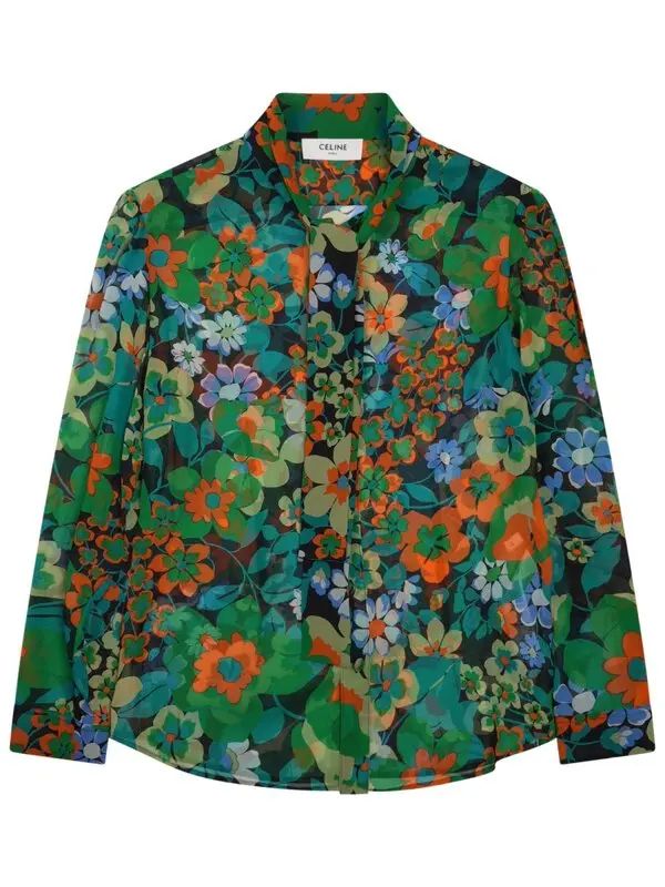 Celine Silk Shirt With Bow Detail - Multicolor
