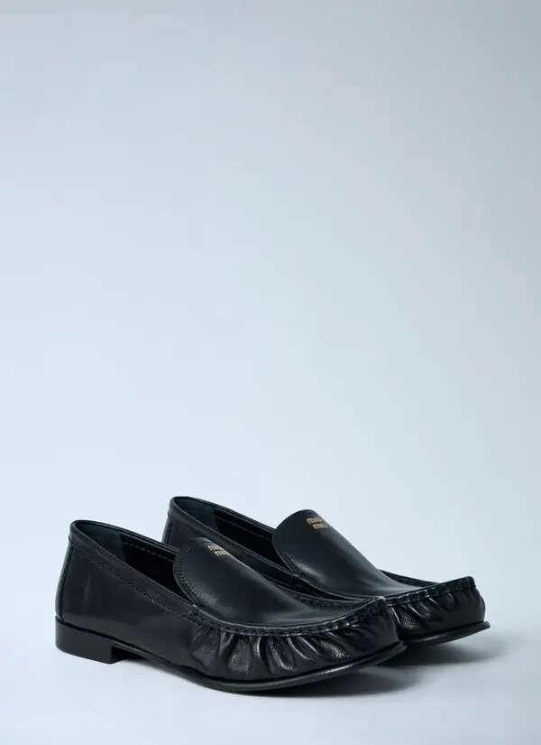 Miu Miu Leather Loafers - Black