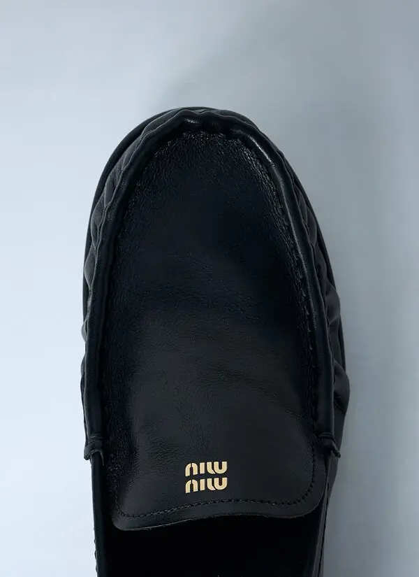 Miu Miu Leather Loafers - Black