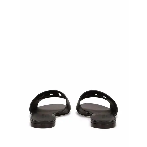 Dolce & Gabbana Flat Thong Sandals With Gold-tone Hardware - Black