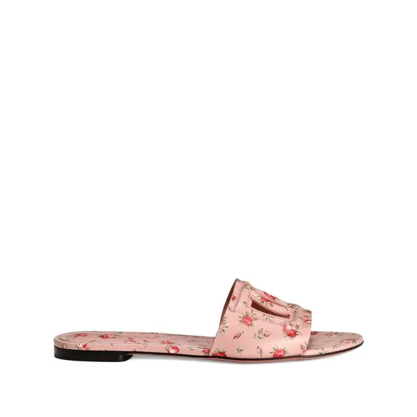 Dolce & Gabbana Floral Print Logo Cut-out Slides