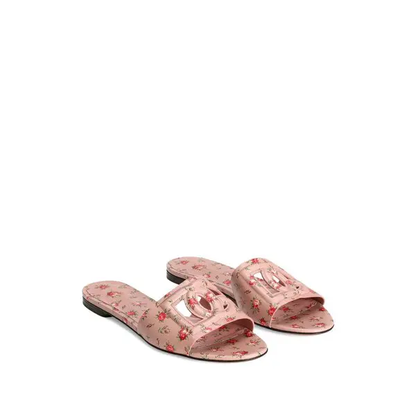Dolce & Gabbana Floral Print Logo Cut-out Slides
