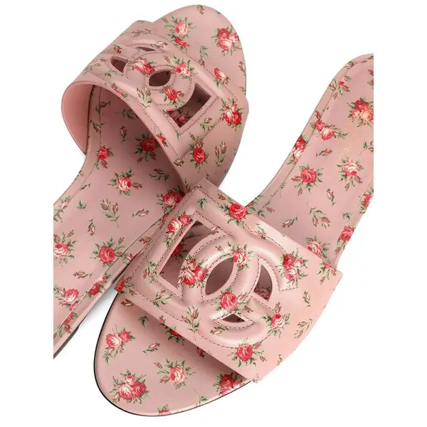 Dolce & Gabbana Floral Print Logo Cut-out Slides