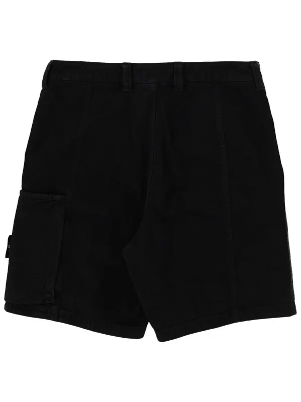 Stone Island Cargo Shorts With Logo Patch - Black