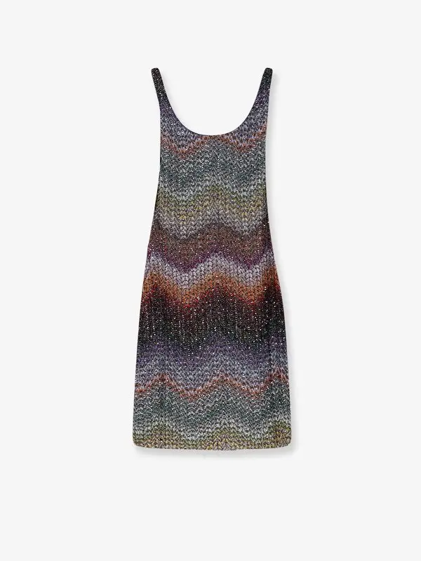 Missoni Sleeveless Sequined Zigzag Knit Dress