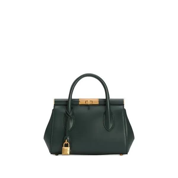Dolce & Gabbana Calfskin Top Handle Bag With Gold-tone Hardware - Green