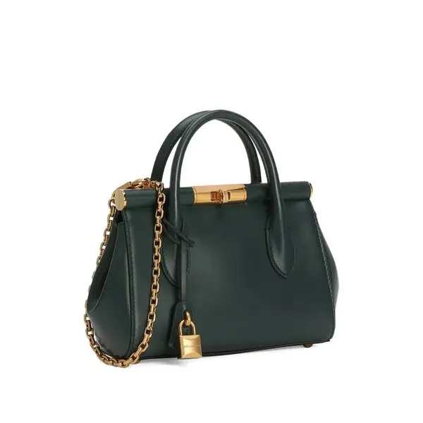 Dolce & Gabbana Calfskin Top Handle Bag With Gold-tone Hardware - Green