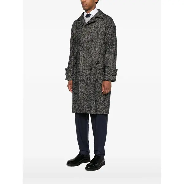 Tagliatore Single Breasted Coat With Herringbone Pattern