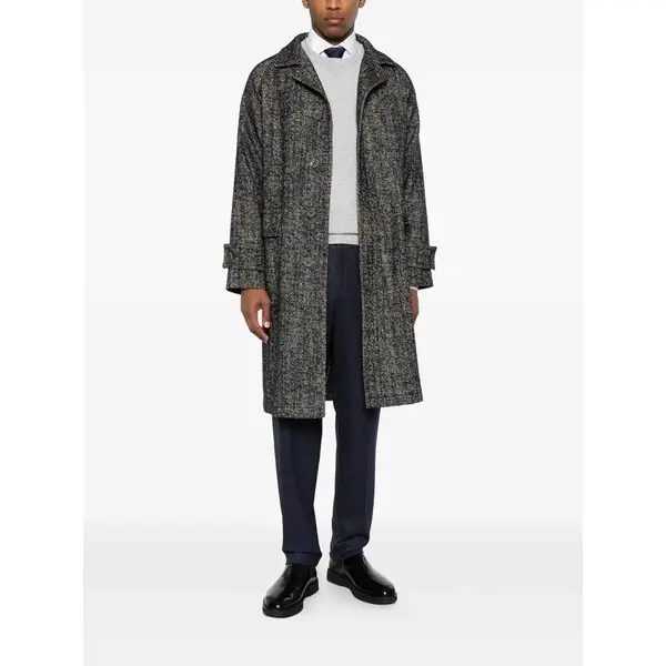 Tagliatore Single Breasted Coat With Herringbone Pattern