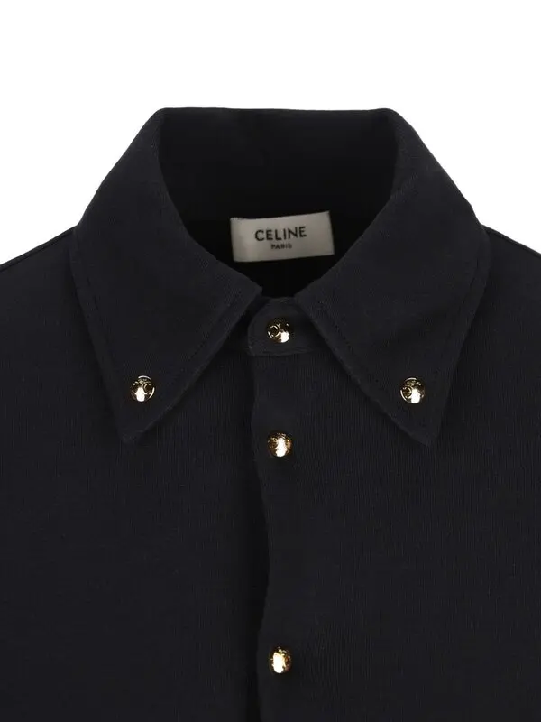 Celine Cotton Shirt With Embroidered Logo Detail