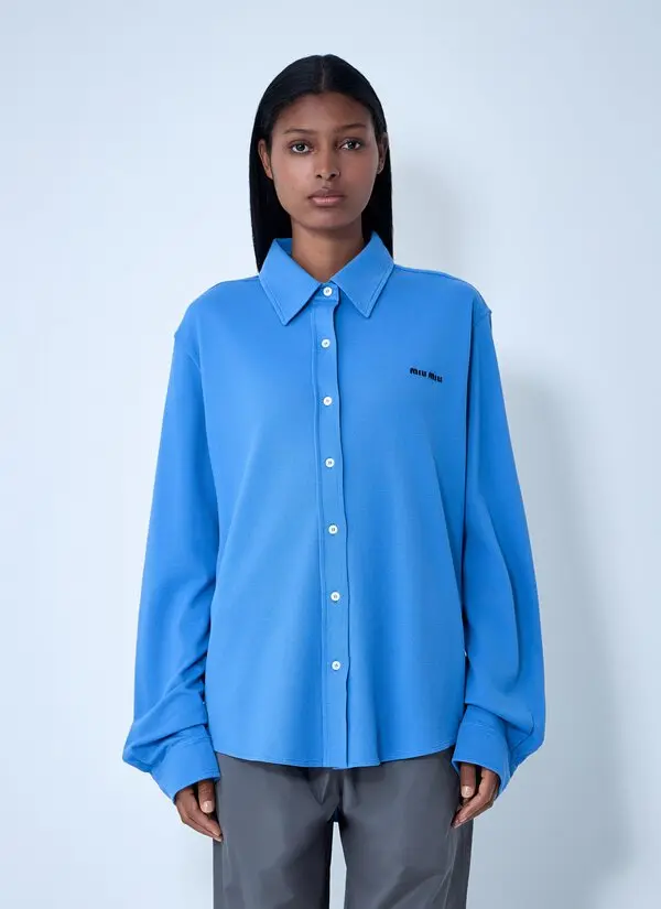 Miu Miu Logo Motif Cotton Shirt - Purple