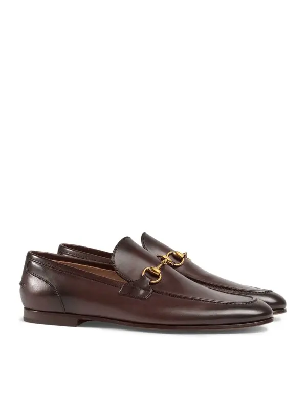 Gucci Jordaan Leather Loafers - Brown