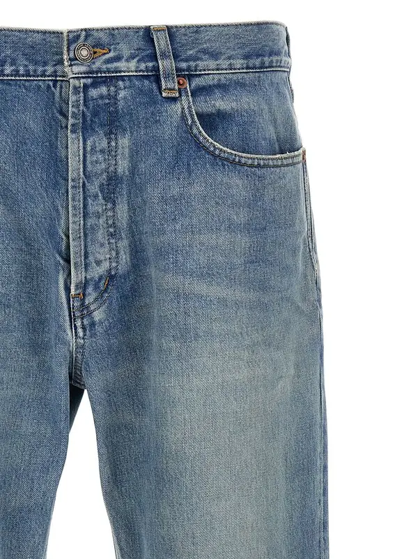 Saint Laurent Mick Stonewashed Cotton Denim Jeans - Blue