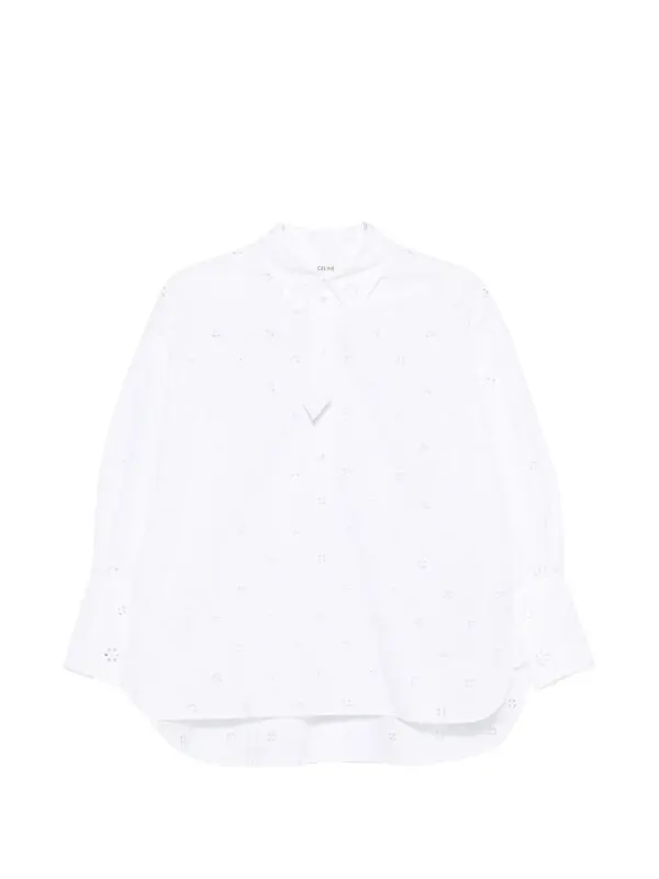 Celine Cotton Shirt With Embellished Collar And Cuffs - Multicolor