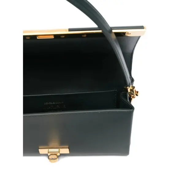 Dolce & Gabbana Dark Leather Shoulder Bag With Gold-tone Hardware - Green