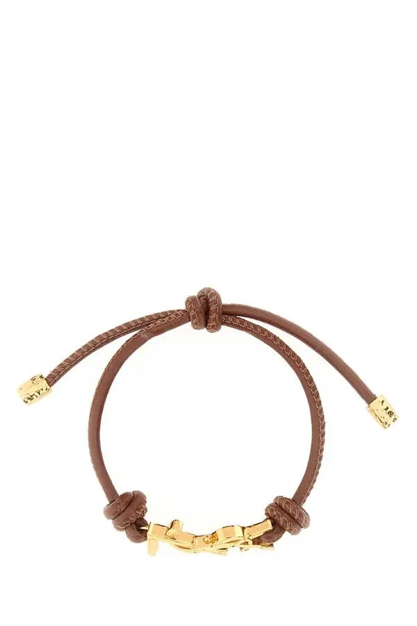 Saint Laurent Leather Cassandre Bracelet - Brown