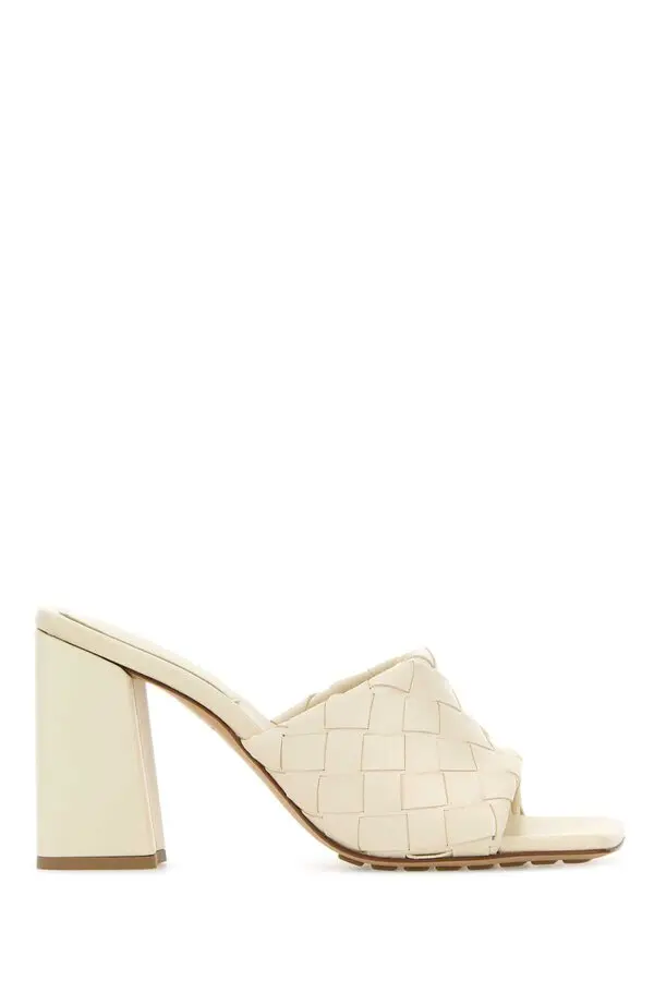 Bottega Veneta Ivory Nappa Leather Parco Mules - White