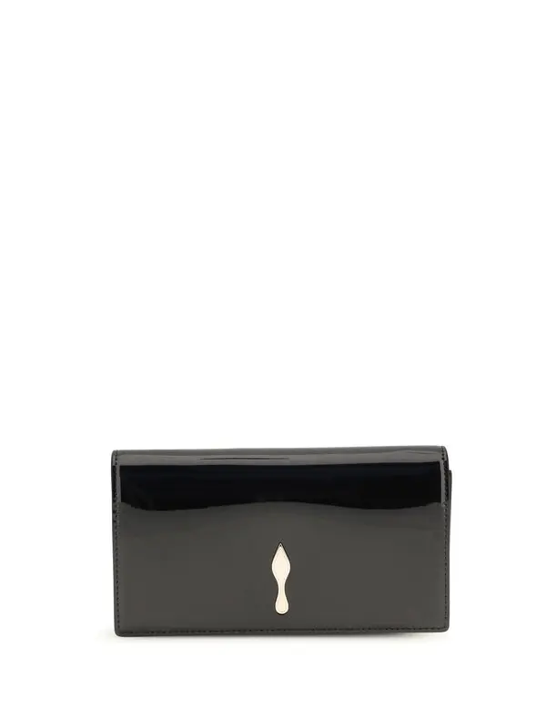 CHRISTIAN LOUBOUTIN Bettina Patent Calf Leather Shoulder Bag With Jewel Detail - Black