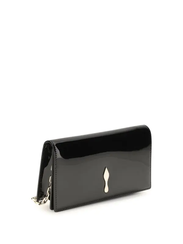 CHRISTIAN LOUBOUTIN Bettina Patent Calf Leather Shoulder Bag With Jewel Detail - Black