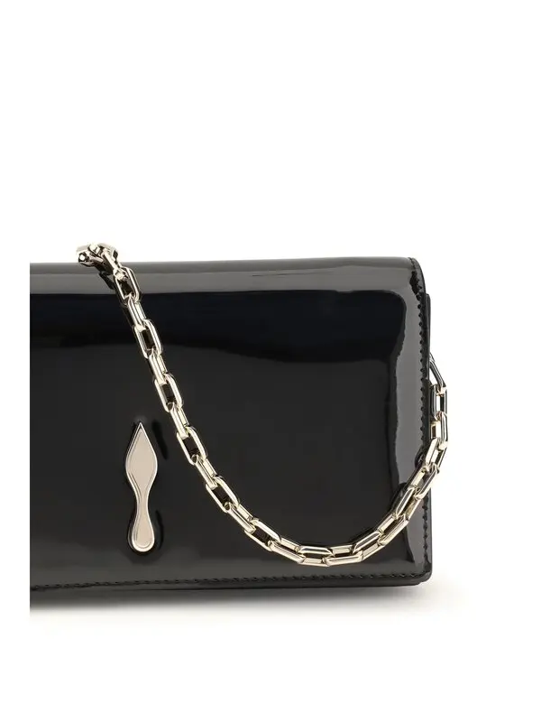 CHRISTIAN LOUBOUTIN Bettina Patent Calf Leather Shoulder Bag With Jewel Detail - Black