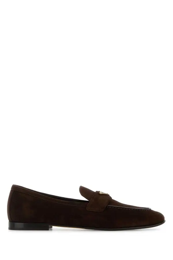 Prada Dark Suede Loafers - Brown