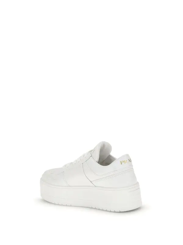 Prada Downtown Bold Perforated Leather Platform Sneakers - White