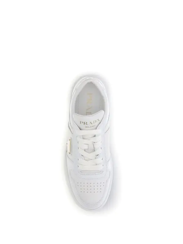 Prada Downtown Bold Perforated Leather Platform Sneakers - White