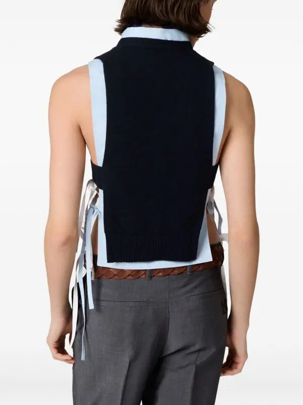Miu Miu Cashmere V-neck Cardigan With Logo Detail - Multicolor