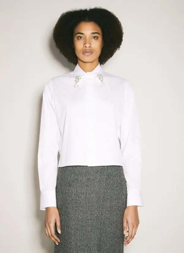 Prada Embroidered Cotton Poplin Shirt