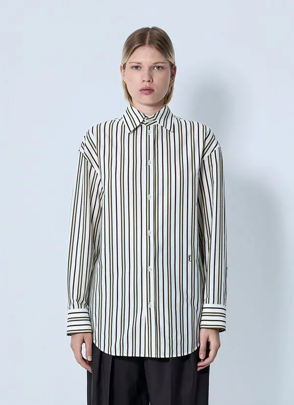 Saint Laurent Striped Button-down Shirt In Cotton