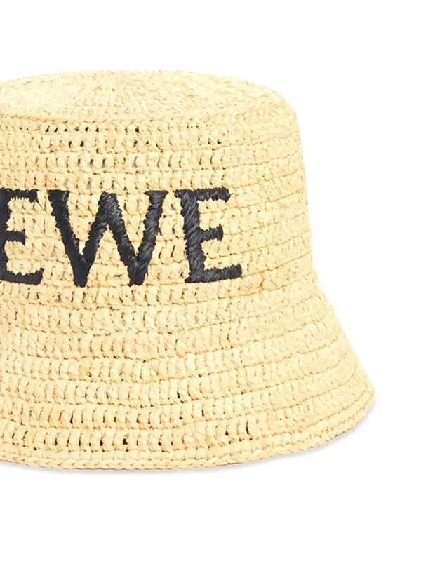 Loewe Raffia Bucket Hat With Logo - Multicolor