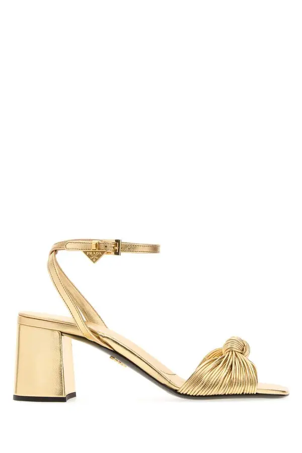 Prada Leather Sandals - Gold