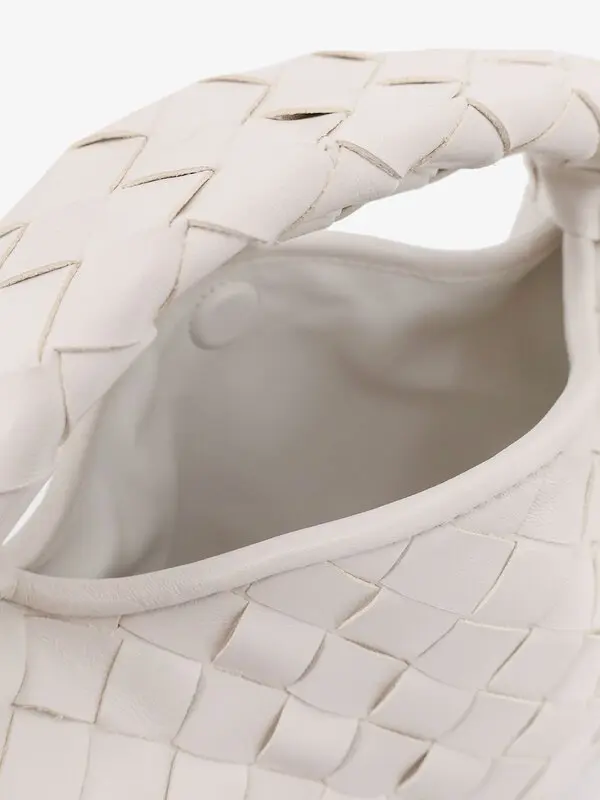 Bottega Veneta Mini Hop Intrecciato Leather Crossbody Bag - White