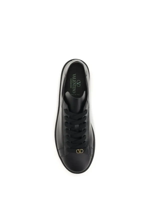 Valentino Garavani Royco Nappa Calfskin Lace-up Sneakers With Vlogo Signature Detail - Black