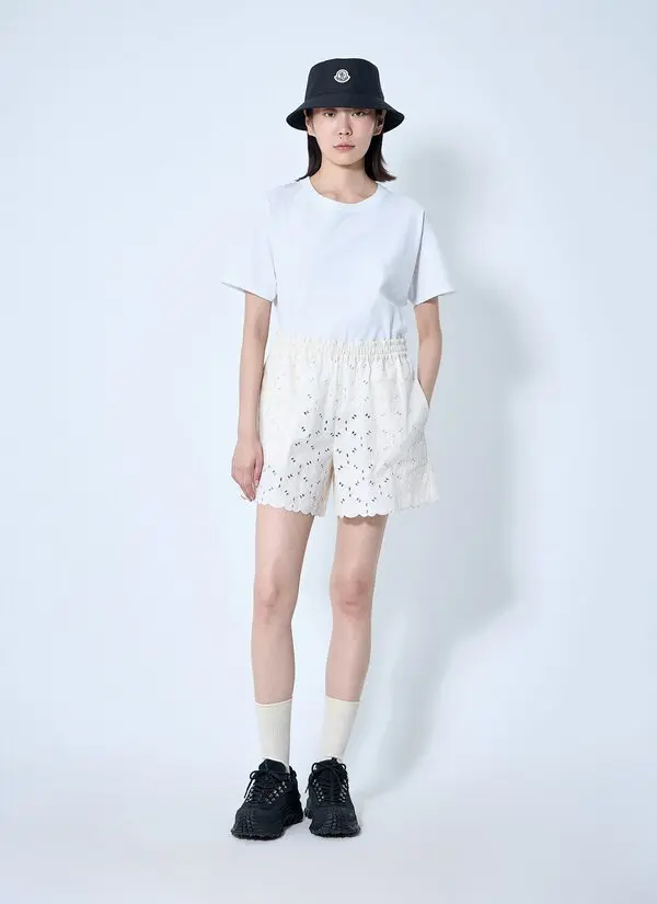 Moncler Logo Patch Cotton Blend Shorts