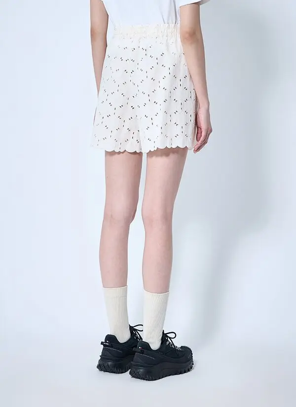 Moncler Logo Patch Cotton Blend Shorts