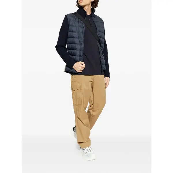Moncler Ribbed Knit Padded Front High Neck Zip Cardigan