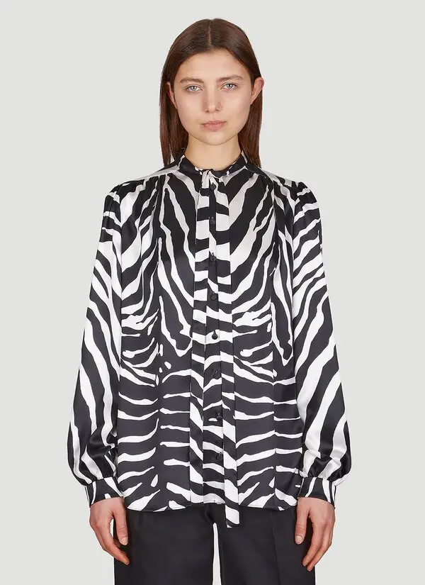 Dolce & Gabbana Zebra Print Silk Shirt - Black