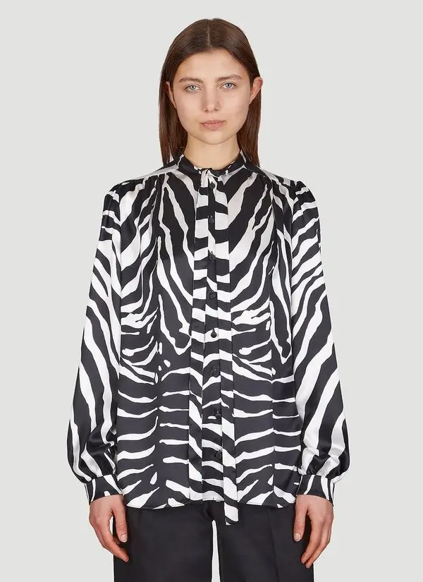 Dolce & Gabbana Zebra Print Silk Shirt - Black