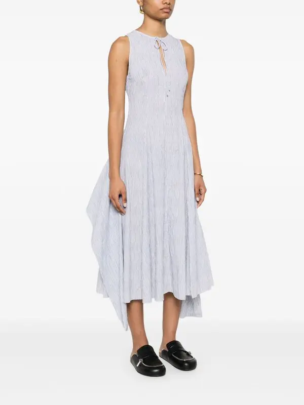 Loewe Cotton Blend Midi Dress With Drawstring Neck