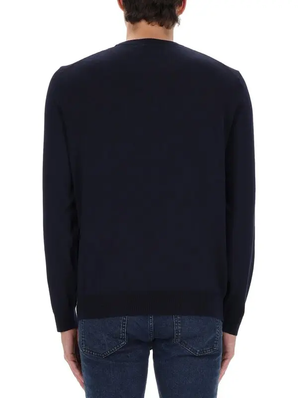 BOSS Logo Crew Neck Sweater - Blue